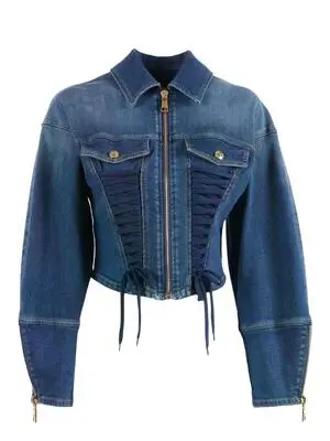 Elisabetta Franchi Lace-up Zip Jacket - Blue