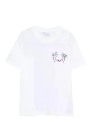 Maison Labiche Palm-embroidery T-shirt - White