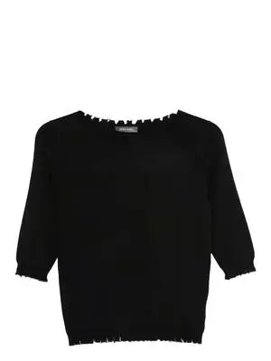 PHILO-SOFIE Frayed Short-sleeved Sweater - Black