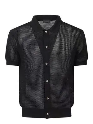 Tagliatore Buttoned Mesh Shirt - Black