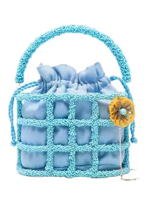 Rosantica Mini Beaded Floral Tote Bag - Blue