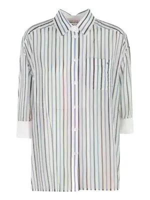 SEMICOUTURE Striped Pocket Shirt - Blue