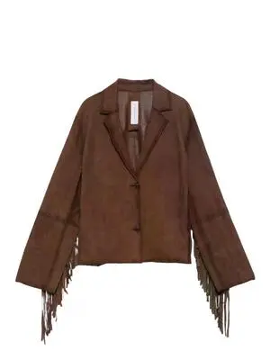 BULLY Fringe Lambskin Jacket - Brown