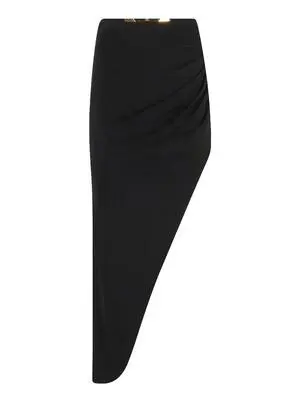 Elisabetta Franchi Draped Detail Midi Skirt - Black