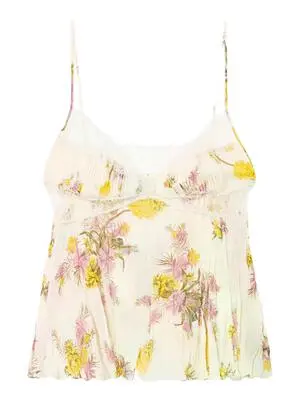 Blumarine Georgette Floral Top - Neutrals