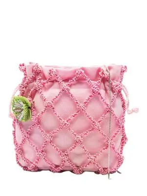 Rosantica Selene Marea Beaded Appliqué Cross Body Bag - Pink