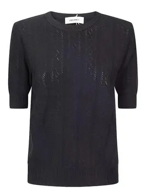 LISA YANG Openwork Crew-neck T-shirt - Black