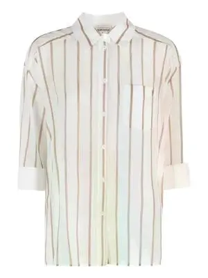 SEMICOUTURE Gracia Striped Pocket Shirt - White