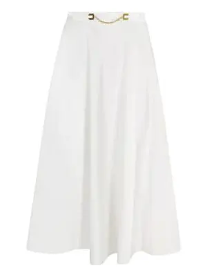 Elisabetta Franchi Midi Chain Skirt - White