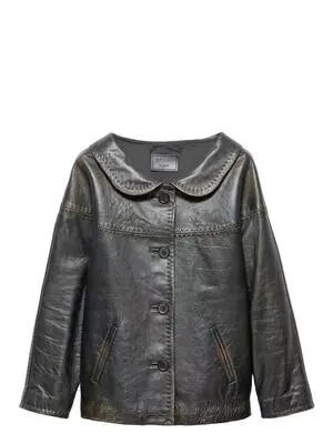 Prada Antiqued Nappa Leather Jacket - Black