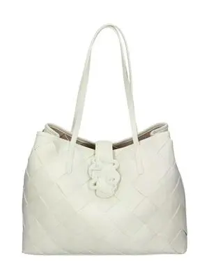 Just Cavalli Woven Emblem Tote - White