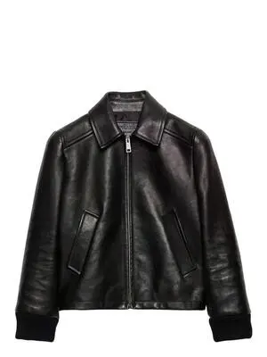Prada Leather Blouson Jacket - Black