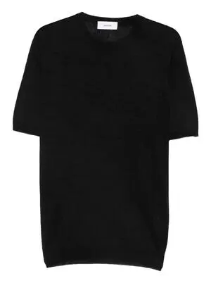 LARDINI Short-sleeve Knitted T-shirt - Black