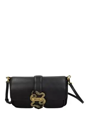 Just Cavalli Snake Buckle Satchel - Black