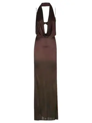 Elisabetta Franchi Halter Cowl Neck Dress - Brown