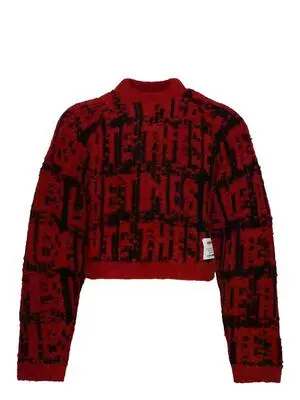 RRR123 Cropped Cotton Sweater - Red