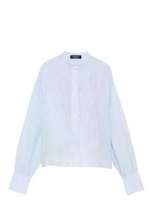 Fabiana Filippi Striped Long-sleeve Linen Shirt - Blue