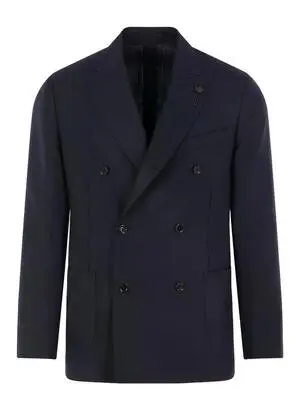 LARDINI Peak-lapels Double-breasted Blazer - Blue
