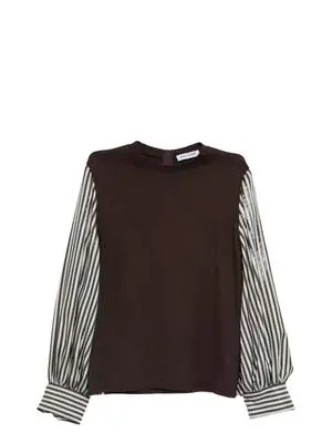 Dice Kayek Sweatshirt With Striped Sleeves - Brown