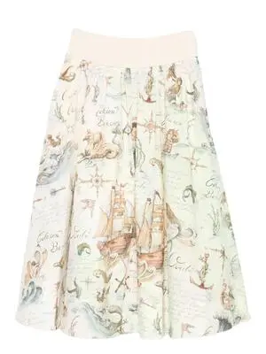 Zimmermann Printed Ribbed Midi Skirt - Neutrals