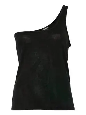 TOM FORD Ribbed One-shoulder Top - Black