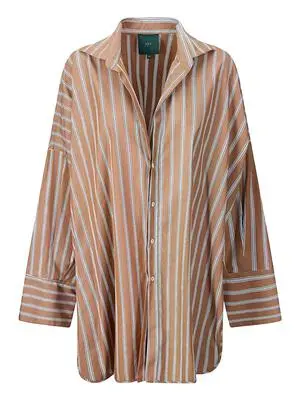 MAISON JEJIA Orlando Striped Shirt - Brown