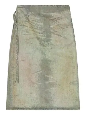 DIESEL Wrapover A-line Midi Skirt - Grey