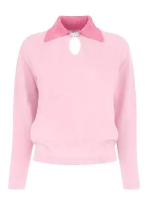 BARRIE Brooch-detail Cashmere Sweater - Pink