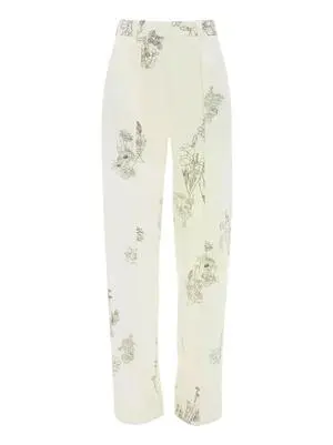 Victoria Beckham Wide-leg Floral Trousers - Neutrals