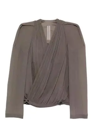 Rick Owens Maria Pleated Crossover Jacket - Grey