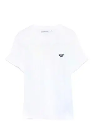 Maison Labiche Ribbed Heart-appliqué T-shirt - White