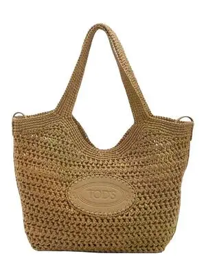 TOD'S Crochet Raffia Shopper - Neutrals