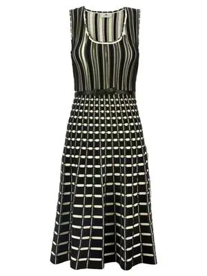 Elisabetta Franchi Belted Striped Midi Dress - Black