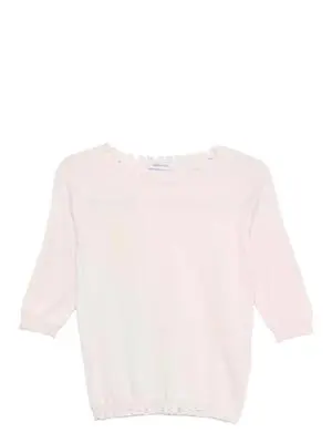 PHILO-SOFIE Scalloped Short-sleeve Sweater - Pink