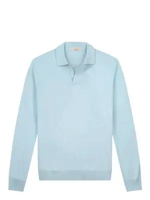AURELIEN Polo-collar Sweater - Blue