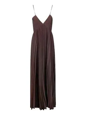 P.a.r.o.s.h Pleated V-neck Dress - Brown