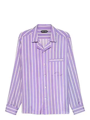 TOM FORD Striped-pattern Chest-pocket Shirt - Purple