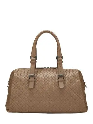 Bottega Veneta Intrecciato Leather Boston Bag - Brown