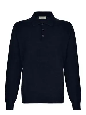 Canali Navy Pure Wool Polo Shirt - Blue