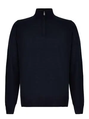 Canali Merino Wool Half-zip Sweater - Blue