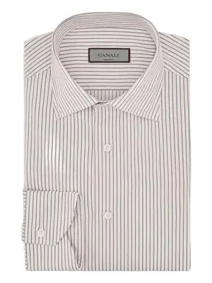 Canali Impeccabile Cotton Regular-fit Shirt With Gray Stripes - White