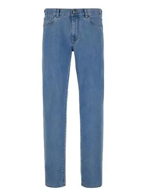 Canali Five-pocket Stretch Denim Pants - Blue
