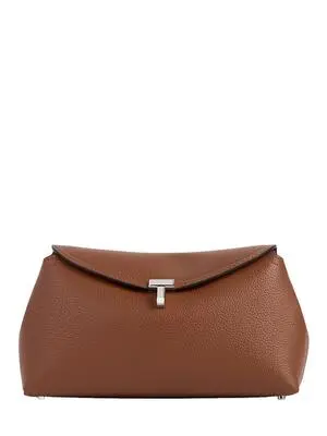 TOTEME T-lock Grained-Leather Clutch