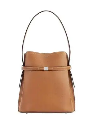 TOTEME Belted Grained-leather Bucket Bag - Tan