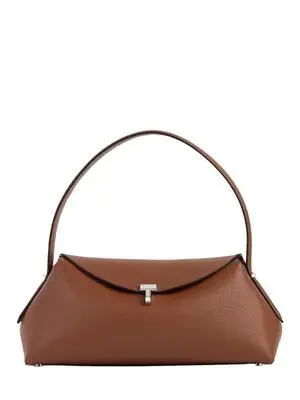 TOTEME T-lock Grained-leather Shoulder Bag - Sienna
