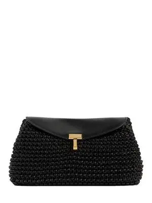 TOTEME Mini T-lock Woven-leather Clutch - Black