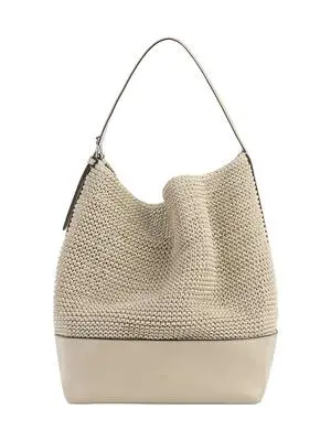 TOTEME Belted Woven Leather Tote - Fawn