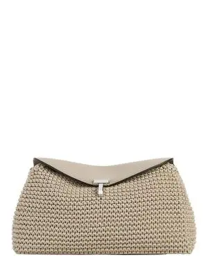 TOTEME T-lock Woven-leather Clutch - Fawn