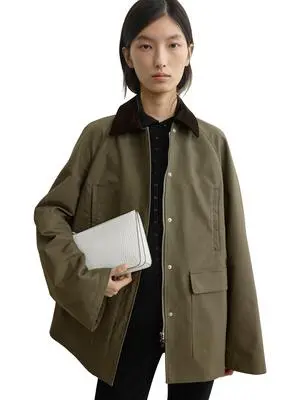 TOTEME Oversized A-Line Cotton Country Jacket Khaki