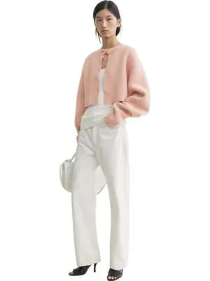 TOTEME Cropped Oversized Wool Cardigan - Flamingo